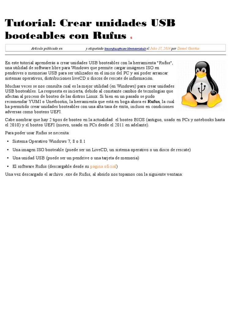 Manual de Rufus | PDF | Memoria USB | Tecnología de sistema operativo