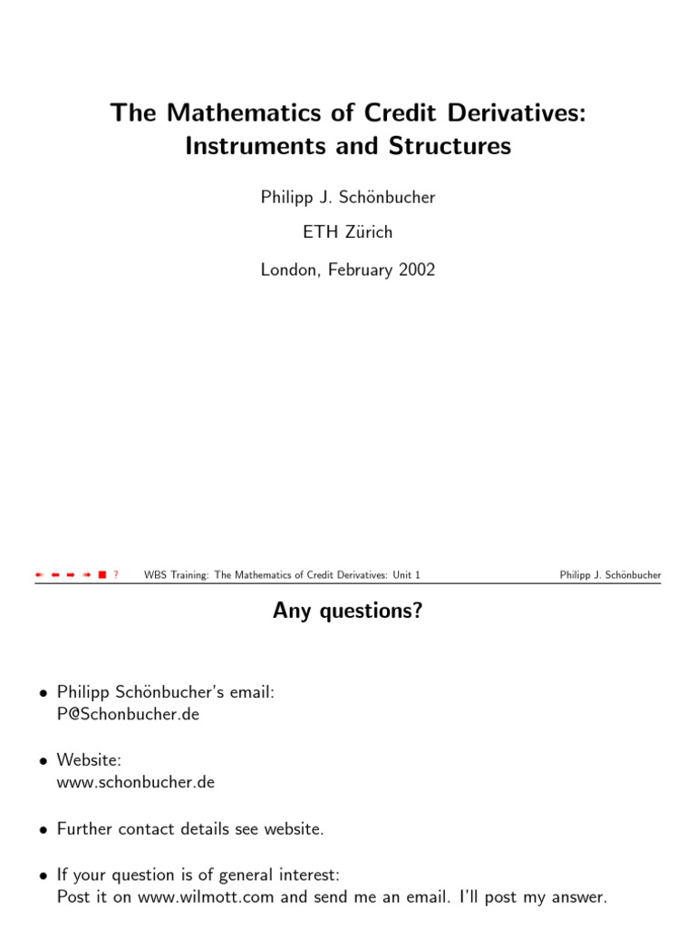 The Mathematics of Credit Derivatives | PDF | Credit Default Swap ...