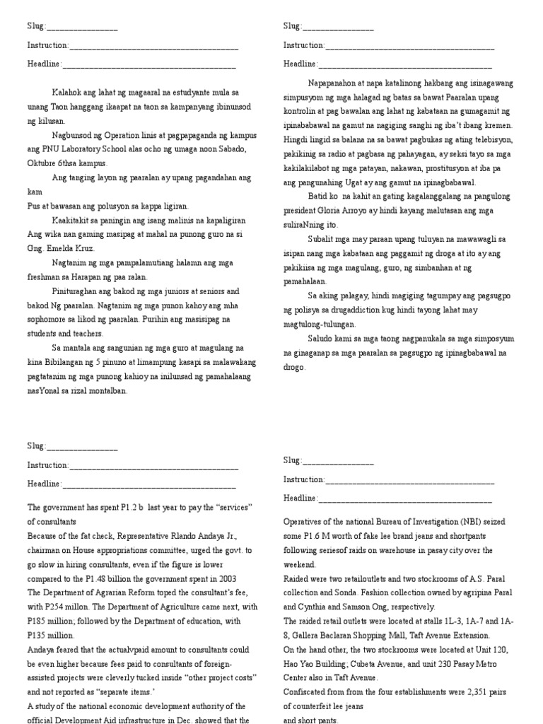 Copyreading and Headline Writing Test | PDF