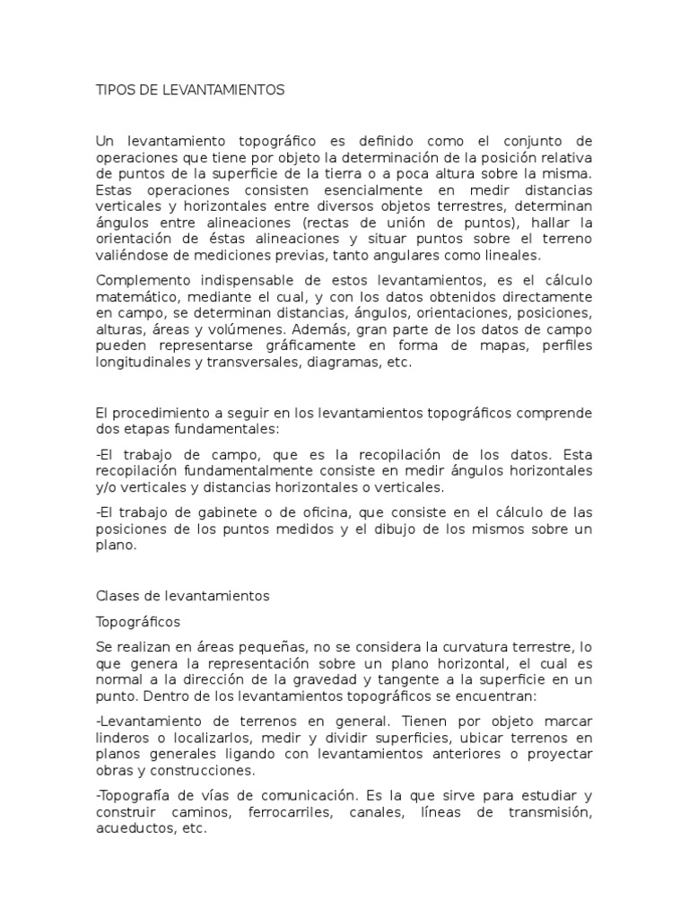 Tipos de Levantamientos Topográficos | PDF | Satélite de Comunicaciones ...