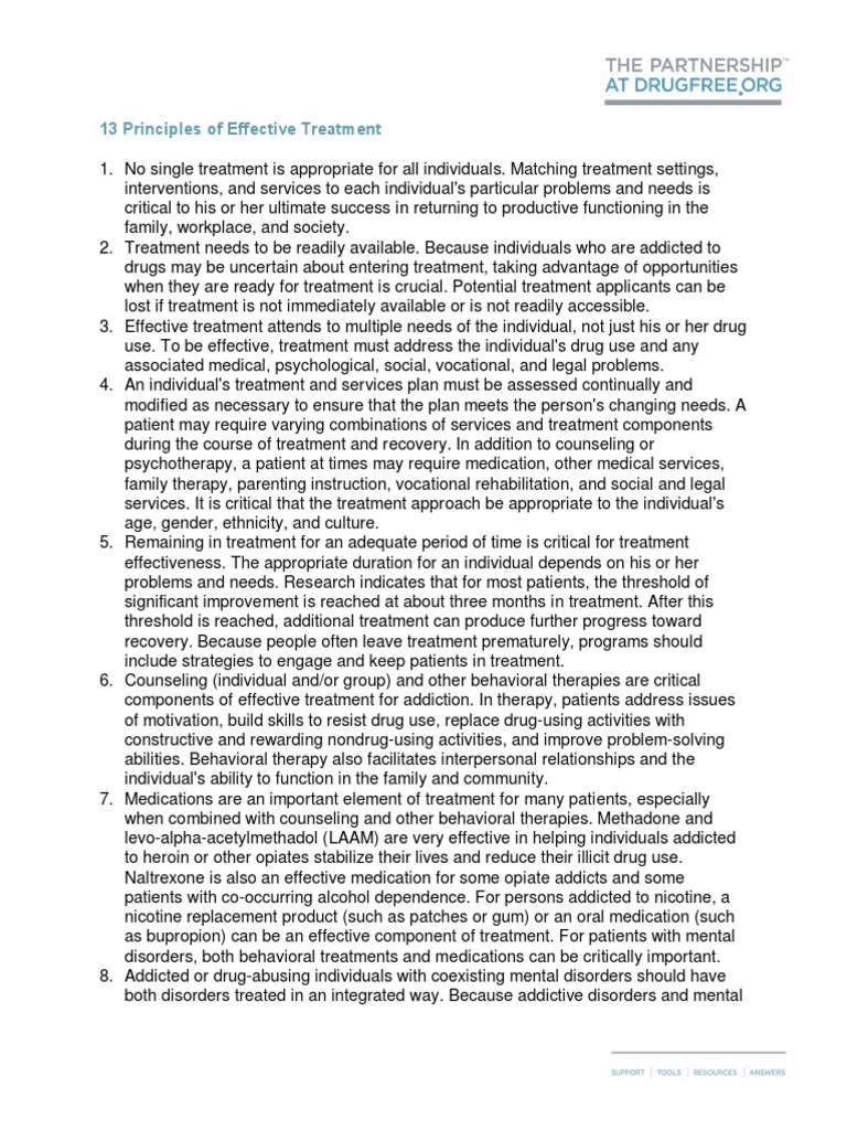 13 Principles for Effective Addiction Treatment | PDF | Substance Abuse ...