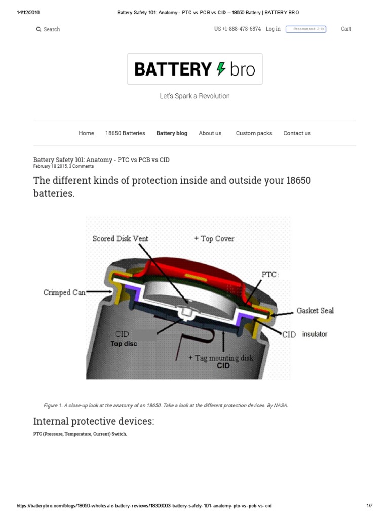 Battery Safety 101 - Anatomy - PTC Vs PCB Vs CID - 18650 Battery ...