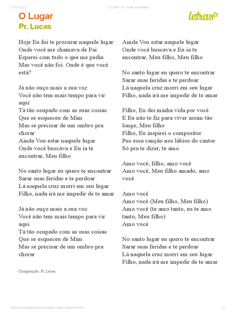 O LUGAR - Pr. Lucas PDF | PDF | Lazer | Entretenimento (geral)