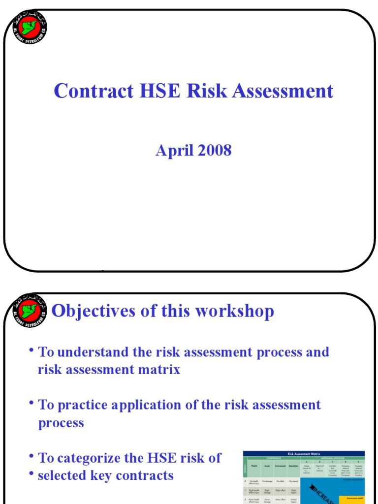 Example Contract HSE Risk Assessment | PDF | Risk Assessment | Risk