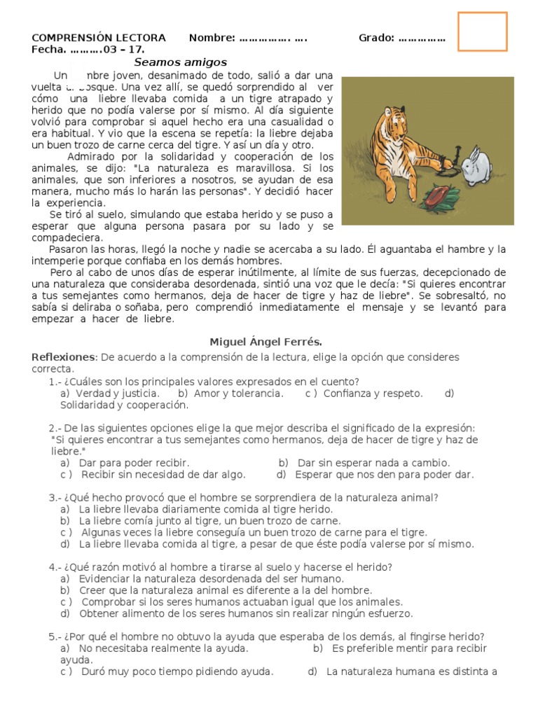 Comprensión Lectora Nº. 02 - 6º | PDF | Tigre | Homo Sapiens
