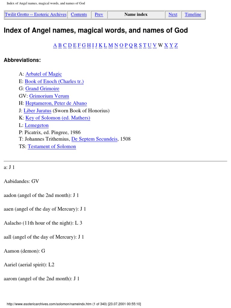 Index of Angels, Magical Words & Names of God PDF | PDF | Jewish ...