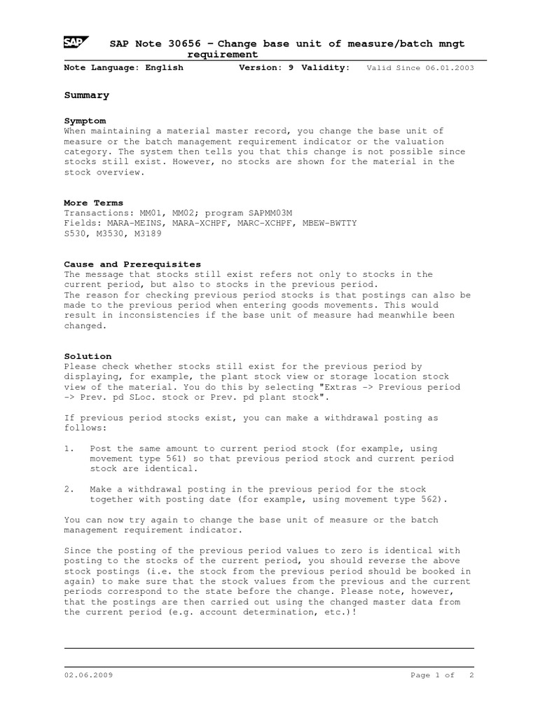 SAP Notes 30656 PDF | PDF | Business