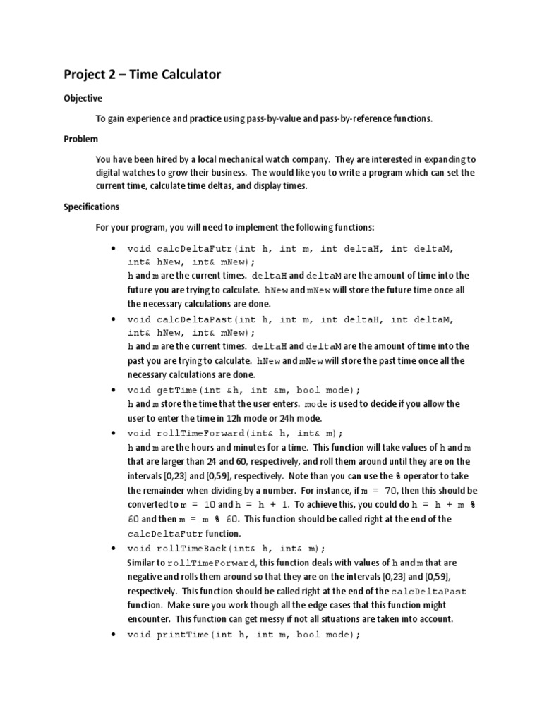 Project 2 - Time Calculator: Objective | PDF | Integer (Computer ...