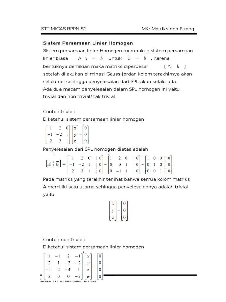 SPL Homogen Dan Invers Matriks | PDF