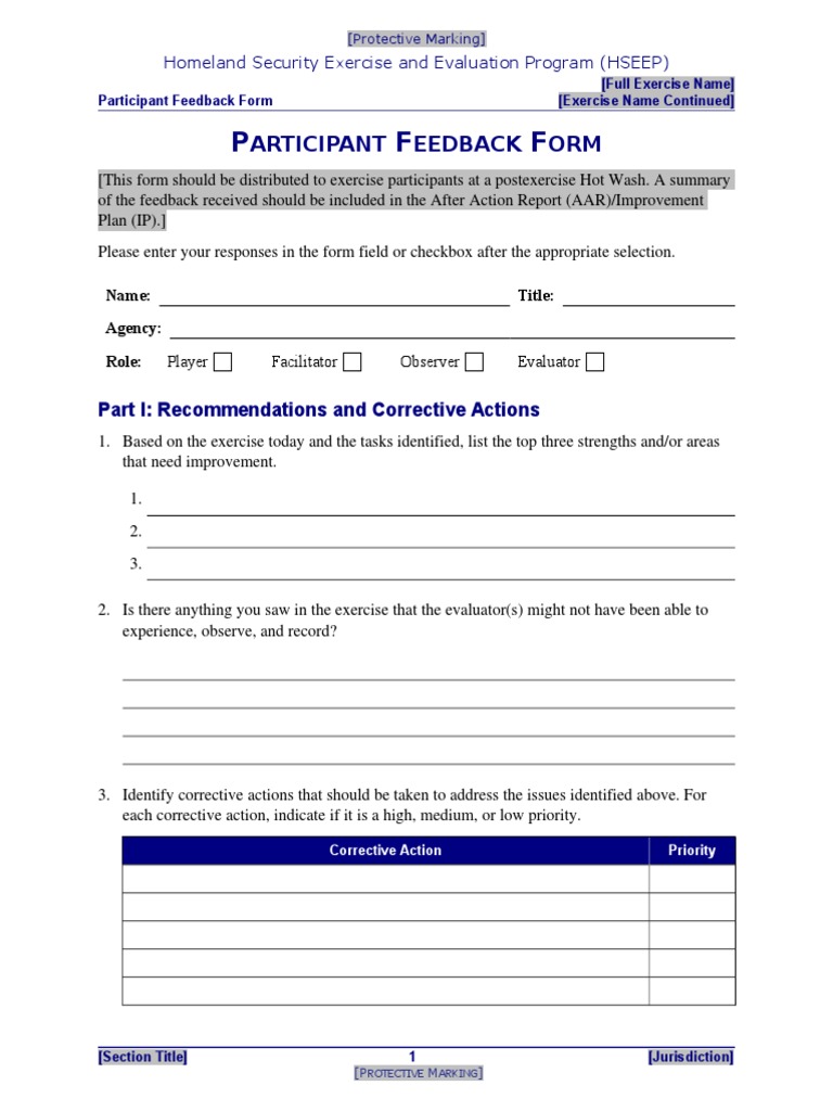 Participant Feedback Form | PDF | Evaluation | Cognition