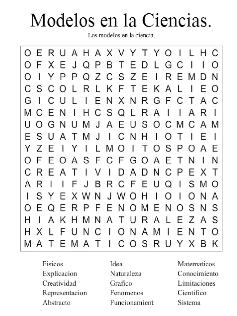 Sopa de Letras de Los Modelos en La Ciencia 2017 | PDF