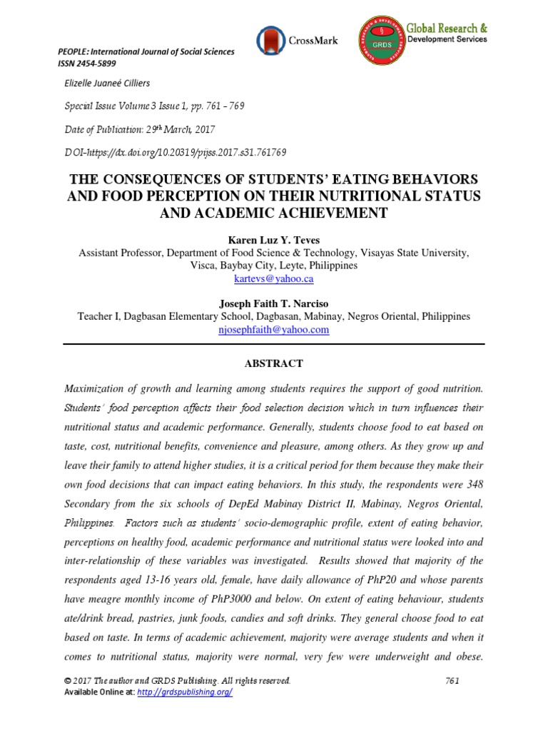 The Consequences of Students' Eating Behaviors and Food Perception On ...