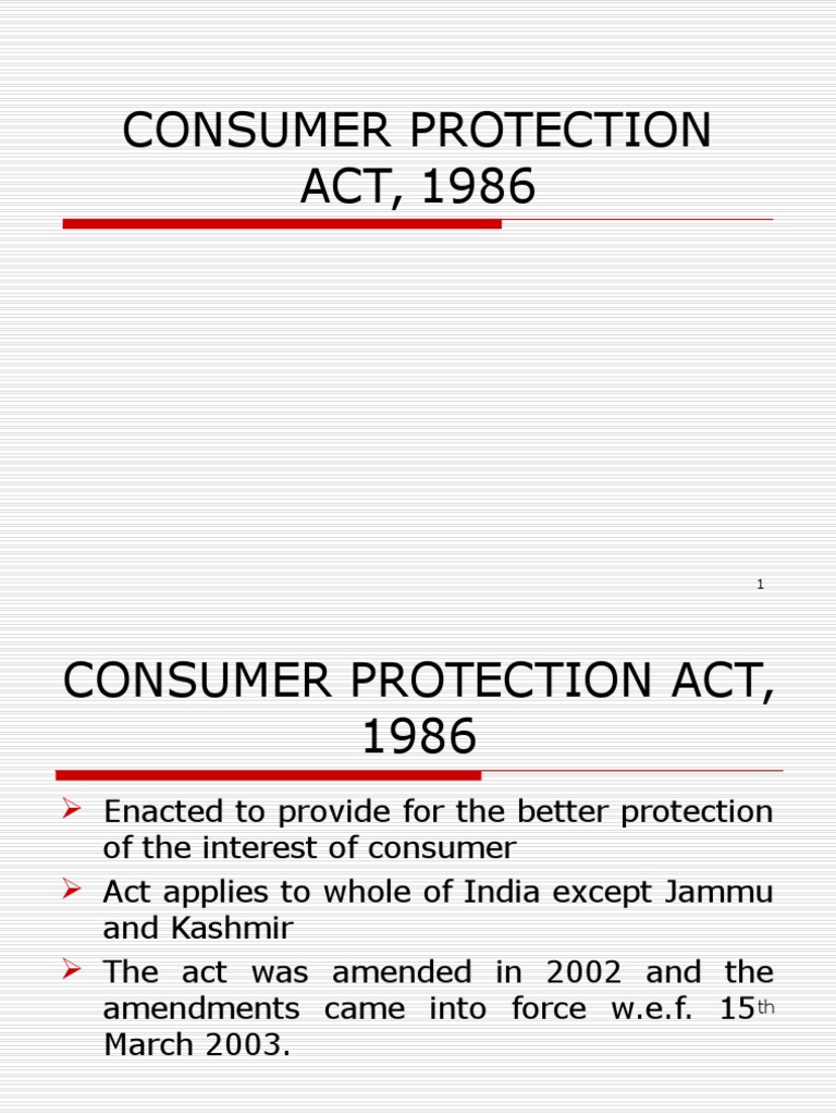 Consumer Protection Act 1986 09-11-2012 | PDF