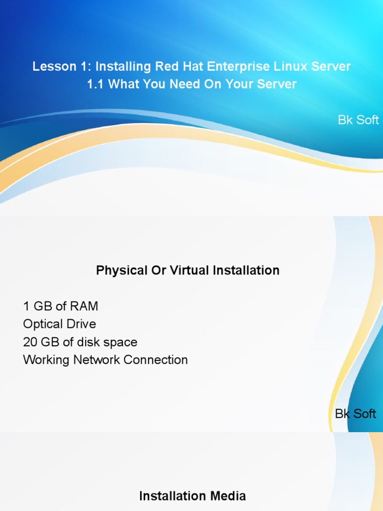 Lesson 1: Installing Red Hat Enterprise Linux Server 1.1 What You Need ...