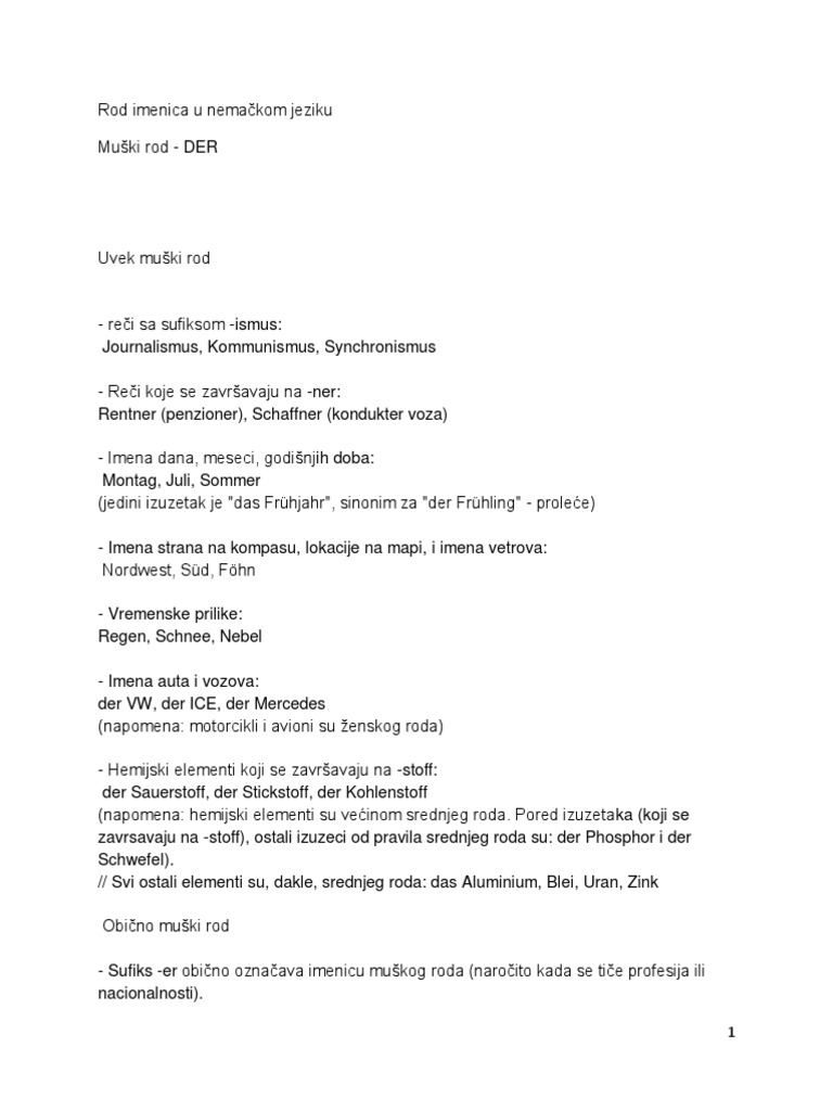 Rod Imenica U Nemackom Jeziku | PDF