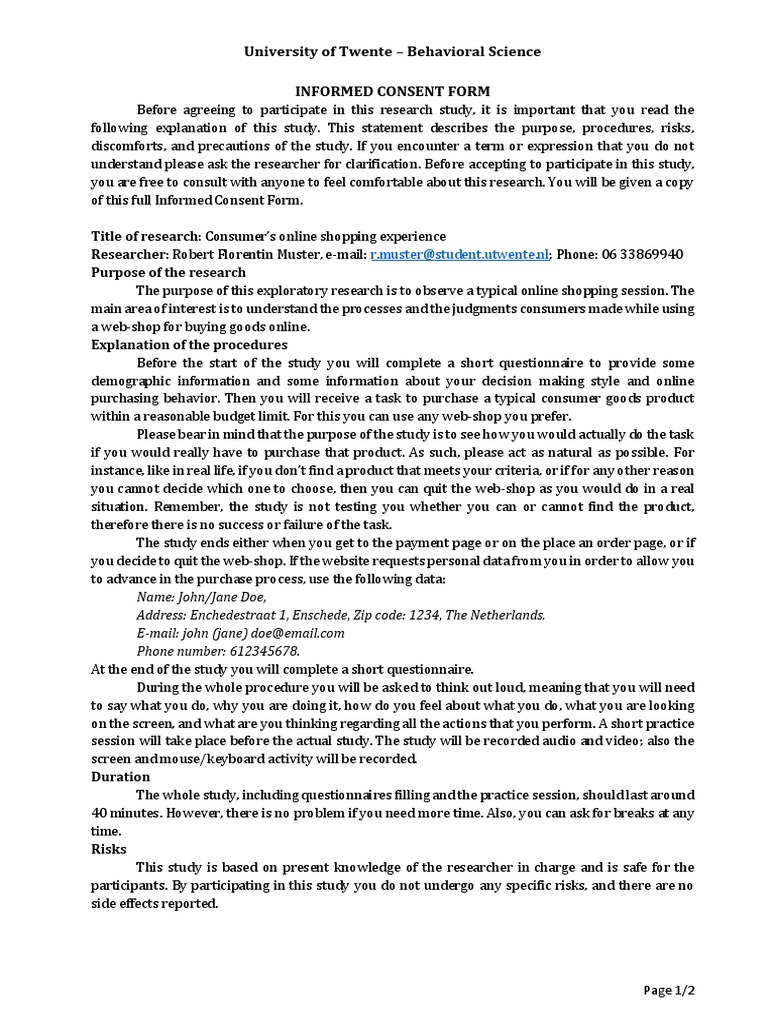 Informed Consent Form | PDF | Informed Consent | Online Shopping