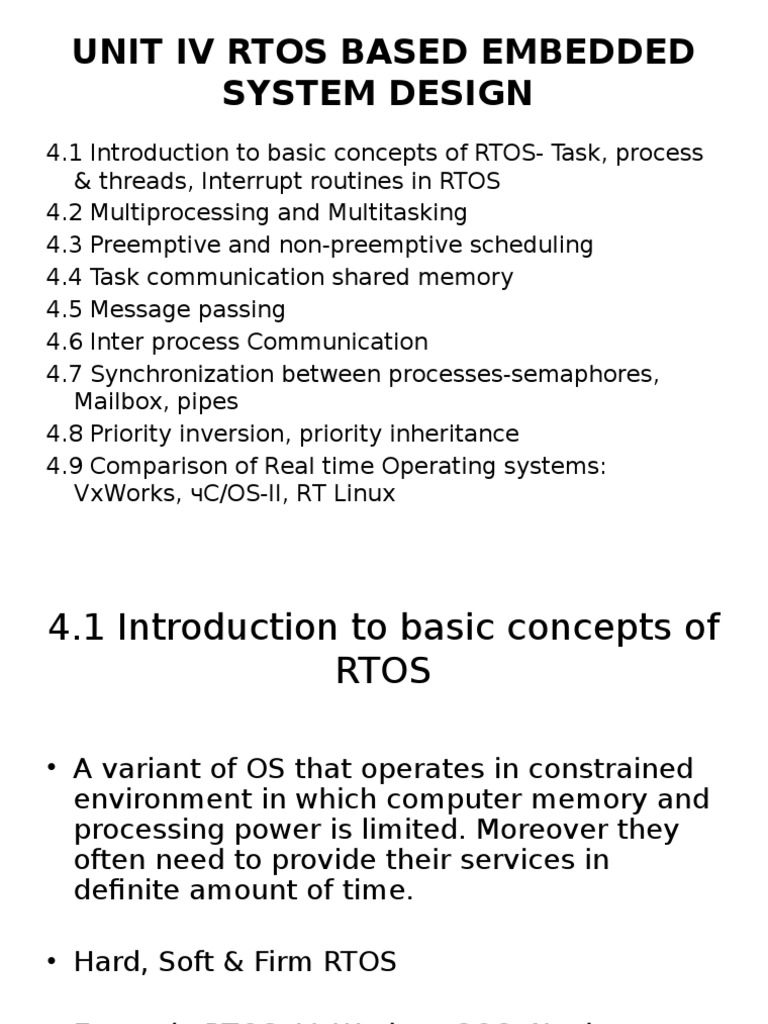 Unit IV Rtos Based Embedded System Design | PDF | Process (Computing) | Scheduling (Computing)
