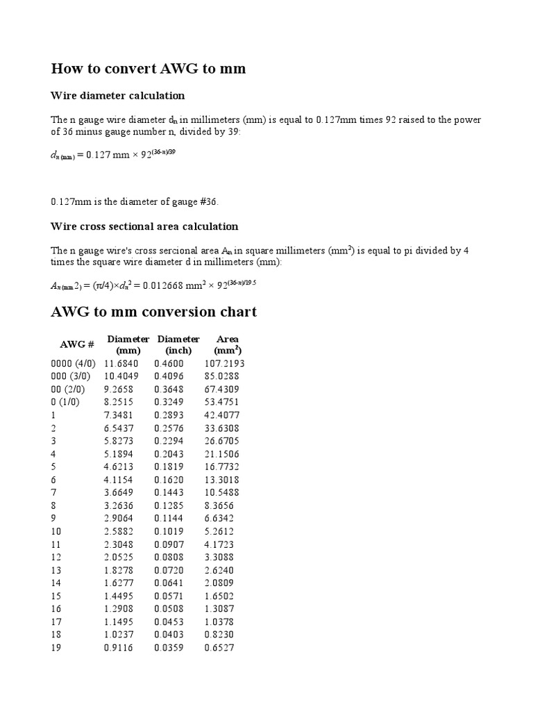 How To Convert AWG To MM | PDF | Technology & Engineering