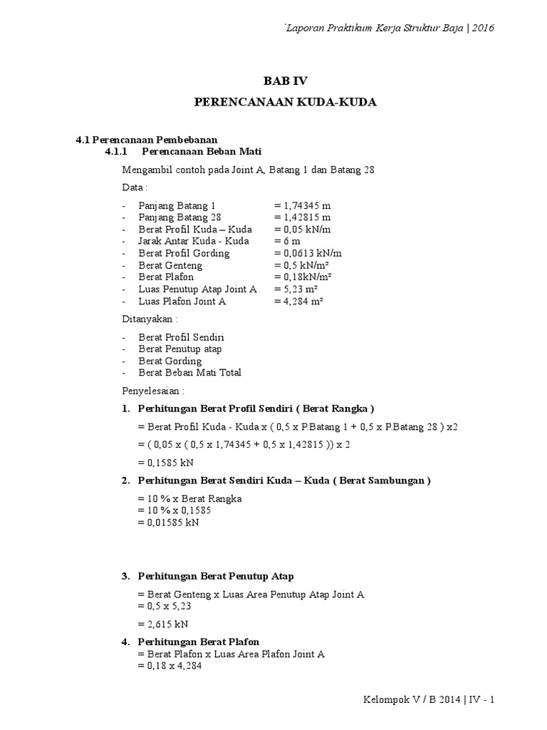 BAB IV Perencanaan Kuda-Kuda Baja | PDF | Sains & Matematika