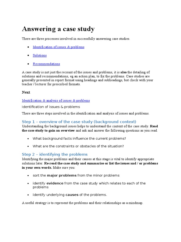 Answering A Case Study | PDF
