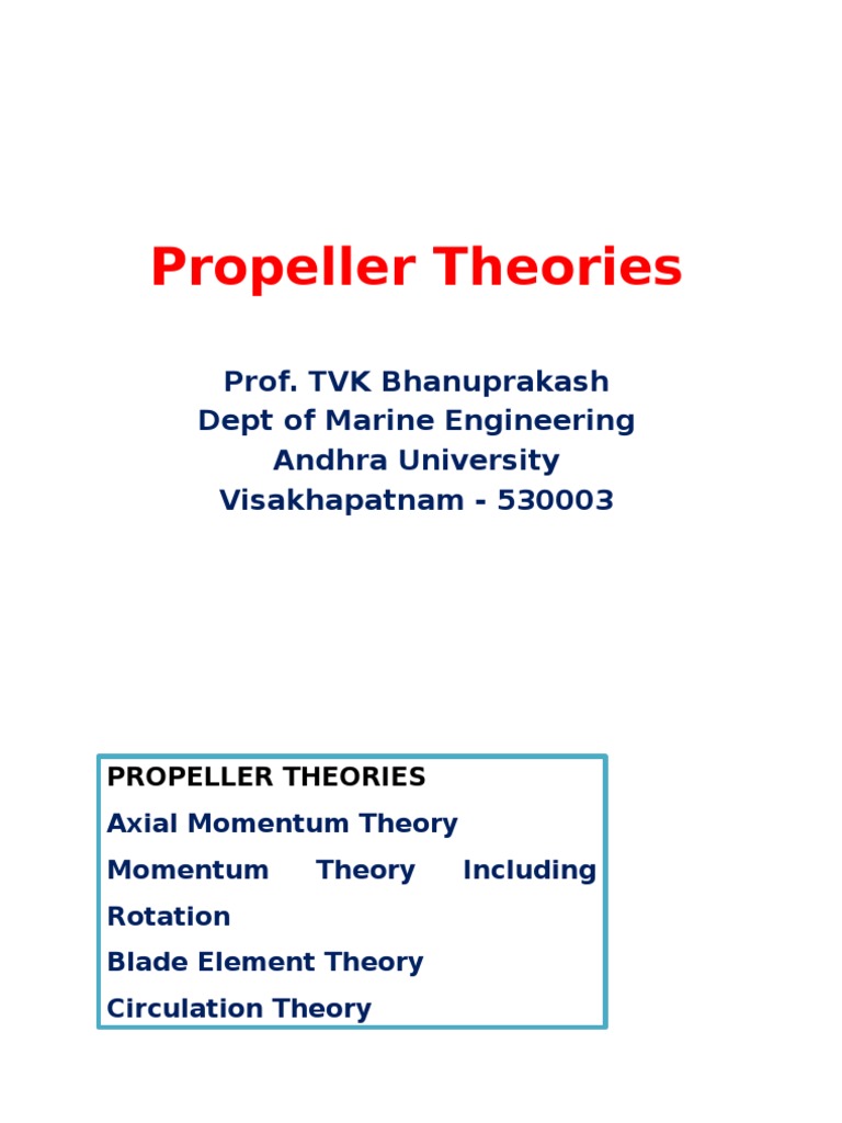 Prof TVKB Propeller Theory | PDF | Propeller | Thrust