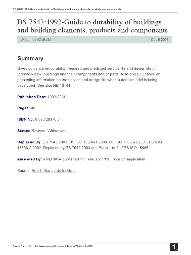 BS 7543: Guide to Building Durability | PDF | Business | Technology ...