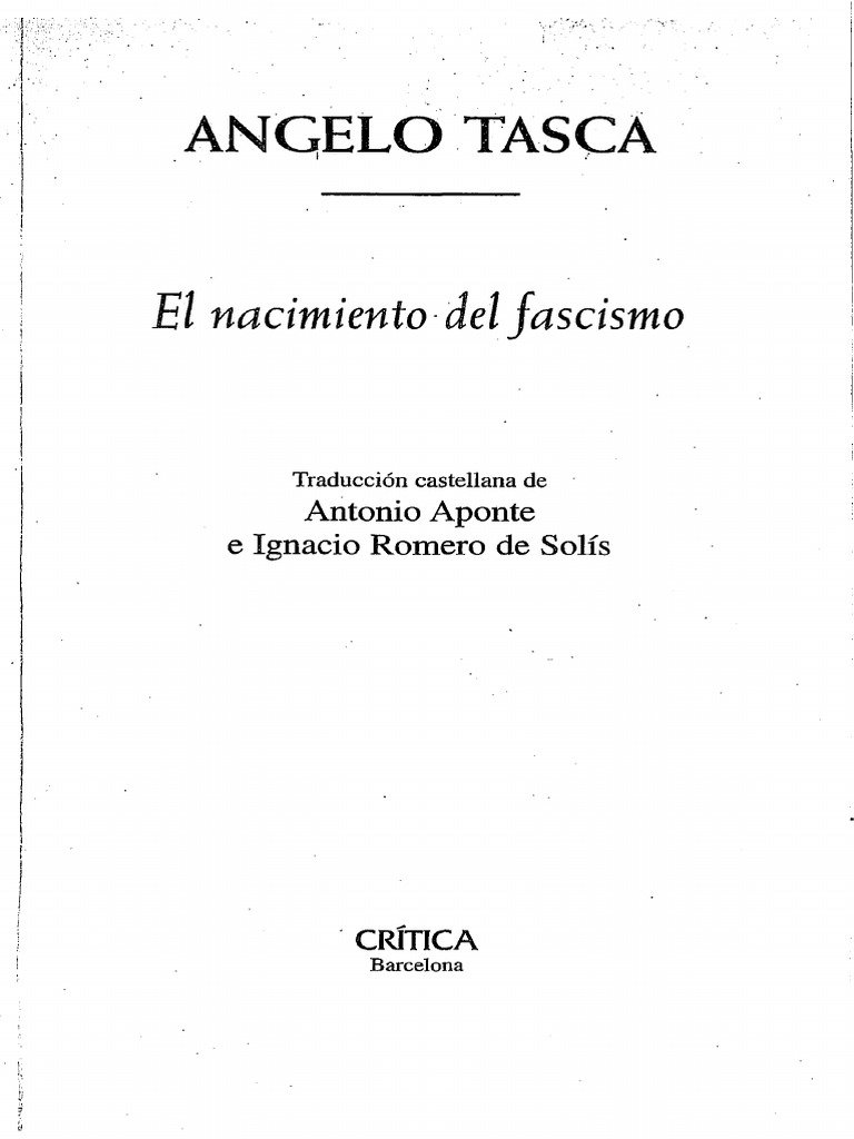 Angelo Tasca, El Nacimiento Del Fascismo OCRed PDF | PDF | Benito Mussolini | Rusia
