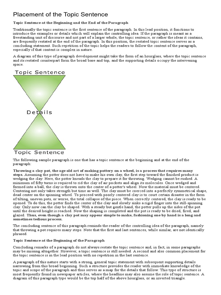 Placement of The Topic Sentence | Download Free PDF | Red Eye Effect ...
