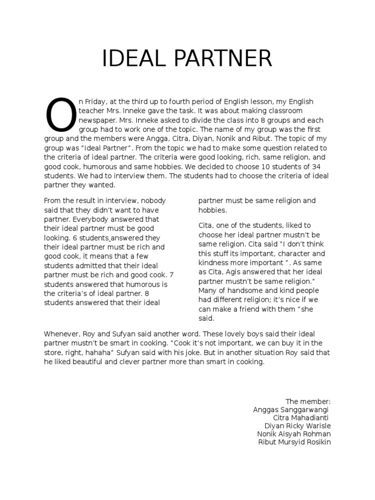 Student Views on Ideal Partners | PDF | Wellness | Lifestyle