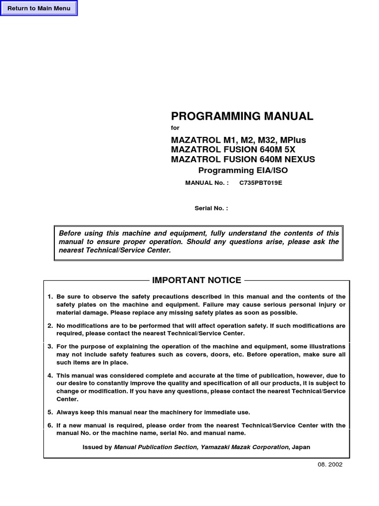 Programing Manual EIA ISO | Download Free PDF | Machining | Numerical Control