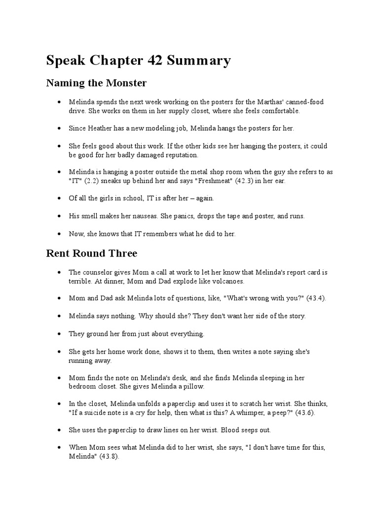 Speak Chapter 42-46 Summary Punya Bunda | PDF | Leisure