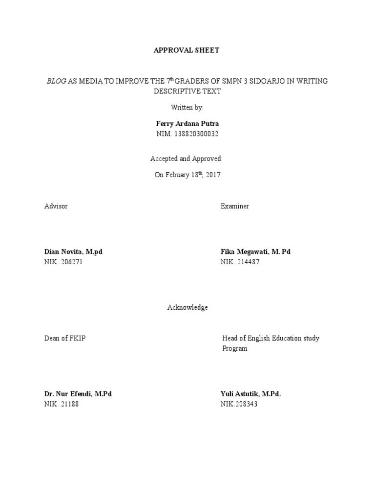 Approval Sheet of Research Proposalfix | PDF