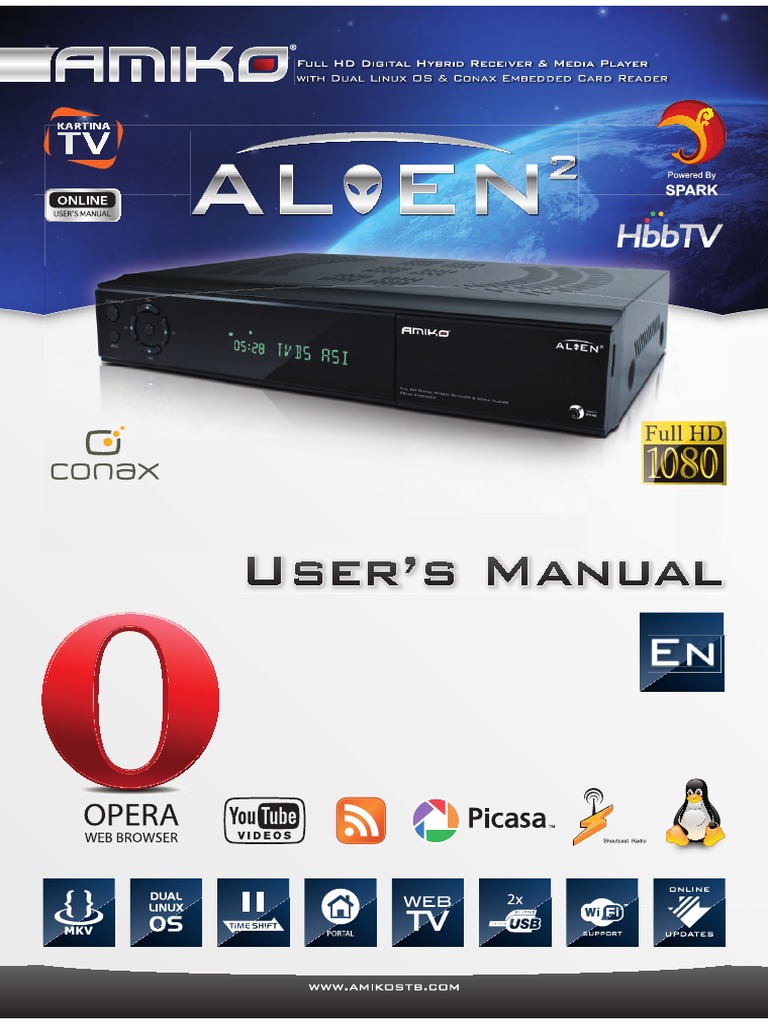 Usermanual Amiko ALIEN.2 v120726 en Web | PDF | Wi Fi | Wireless Lan