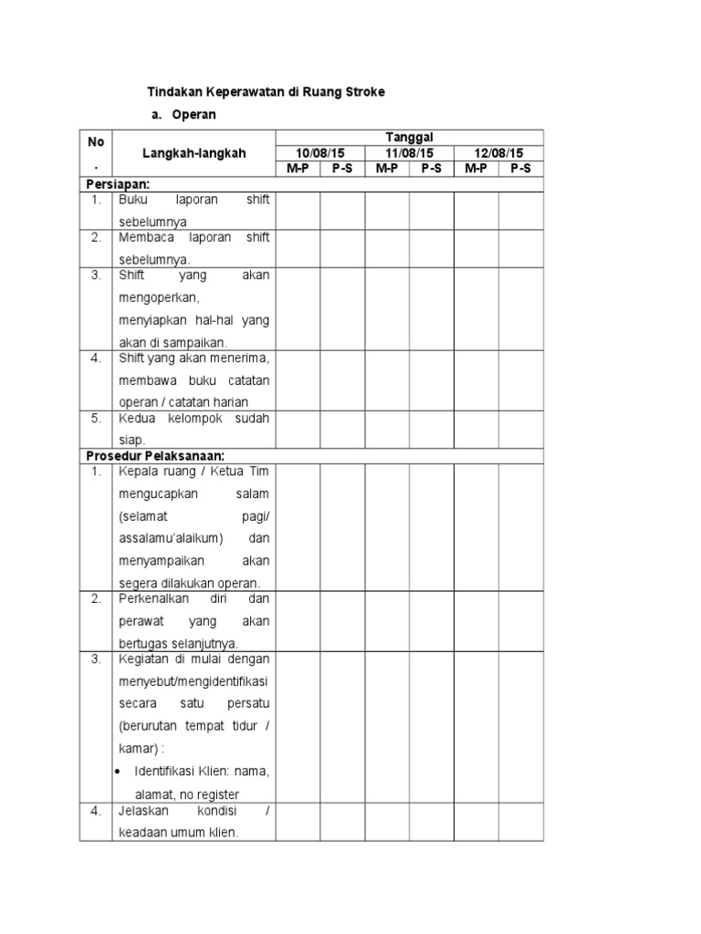 Operan, Pre Post Conference Keperawatan Di Ruang Stroke | PDF