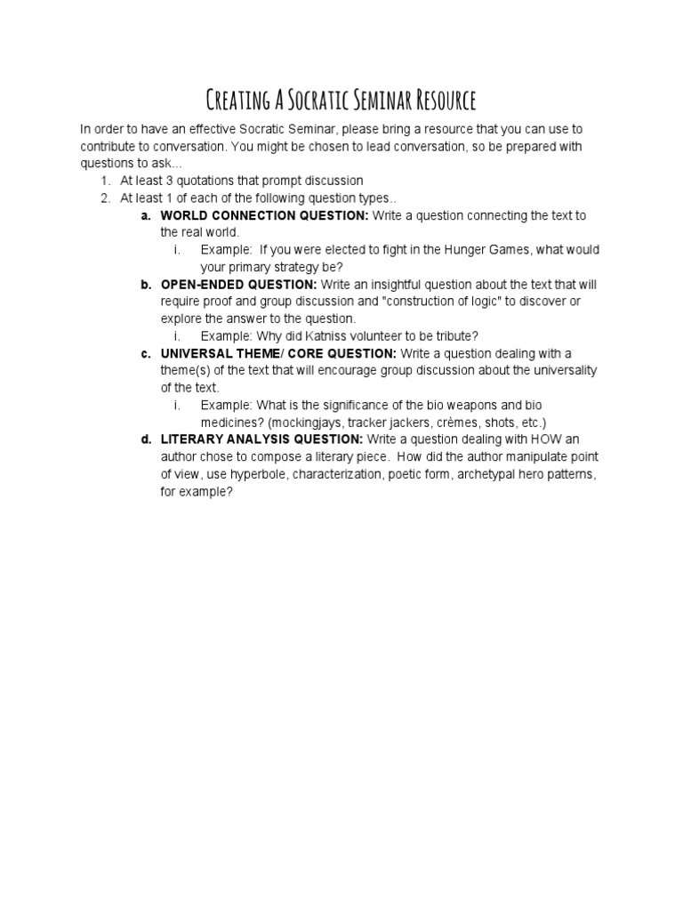 Socratic Seminar Resource | PDF | General Fiction
