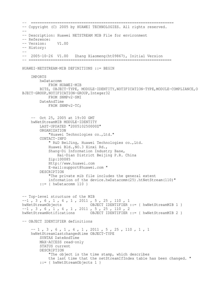 Huawei Netstream Mib - Mib | PDF | Areas Of Computer Science ...