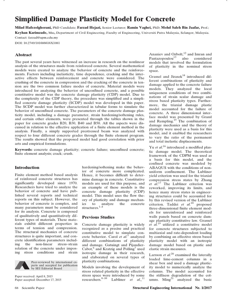 Simplified Damage Plasticity Model For Concrete | PDF | Plasticity (Physics) | Strength Of Materials