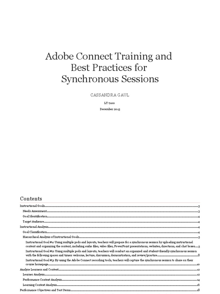 Adobe Connect Training Design Document | PDF | Educational Technology ...