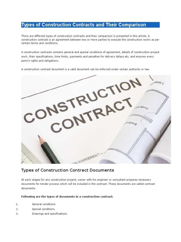 Types of Construction Contracts and Their Comparison | PDF | General ...