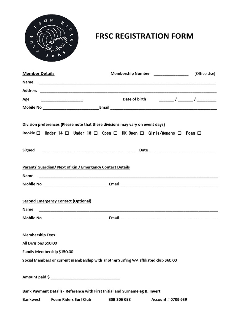 FRSC Membership Registration Form | PDF | Business