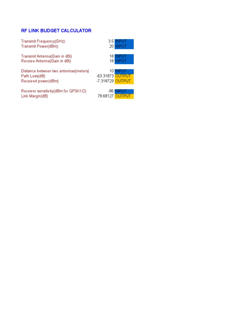 RF Linkbudget | PDF | Computers | Technology & Engineering