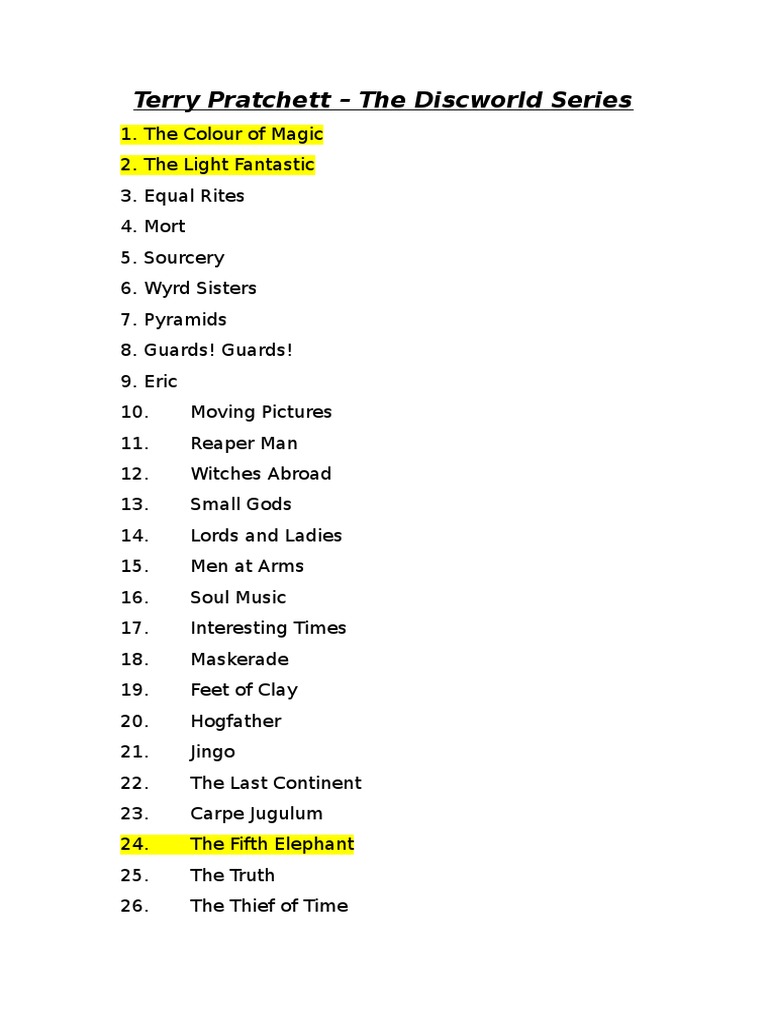 Discworld Series Book List | PDF