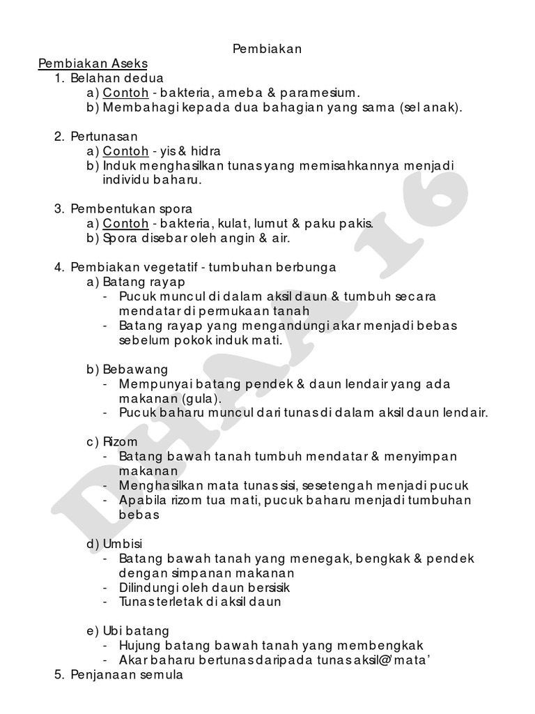 Nota Sains Tingkatan 3 Bab 4 Pembiakan 2017 | PDF