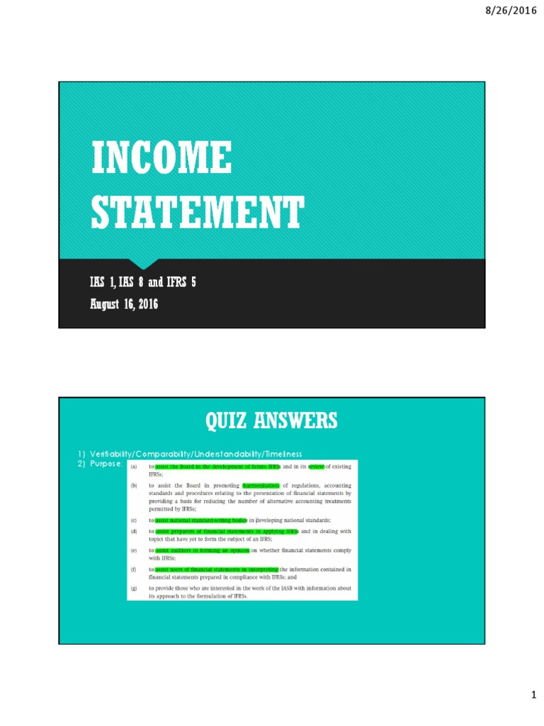 Income Statement Income Statement: Quiz Answers | PDF | International ...