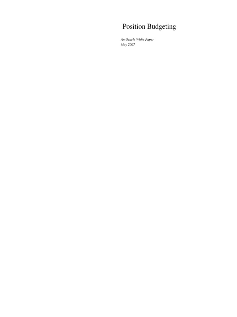 Position Budgeting: An Oracle White Paper May 2007 | PDF | Parameter (Computer Programming ...