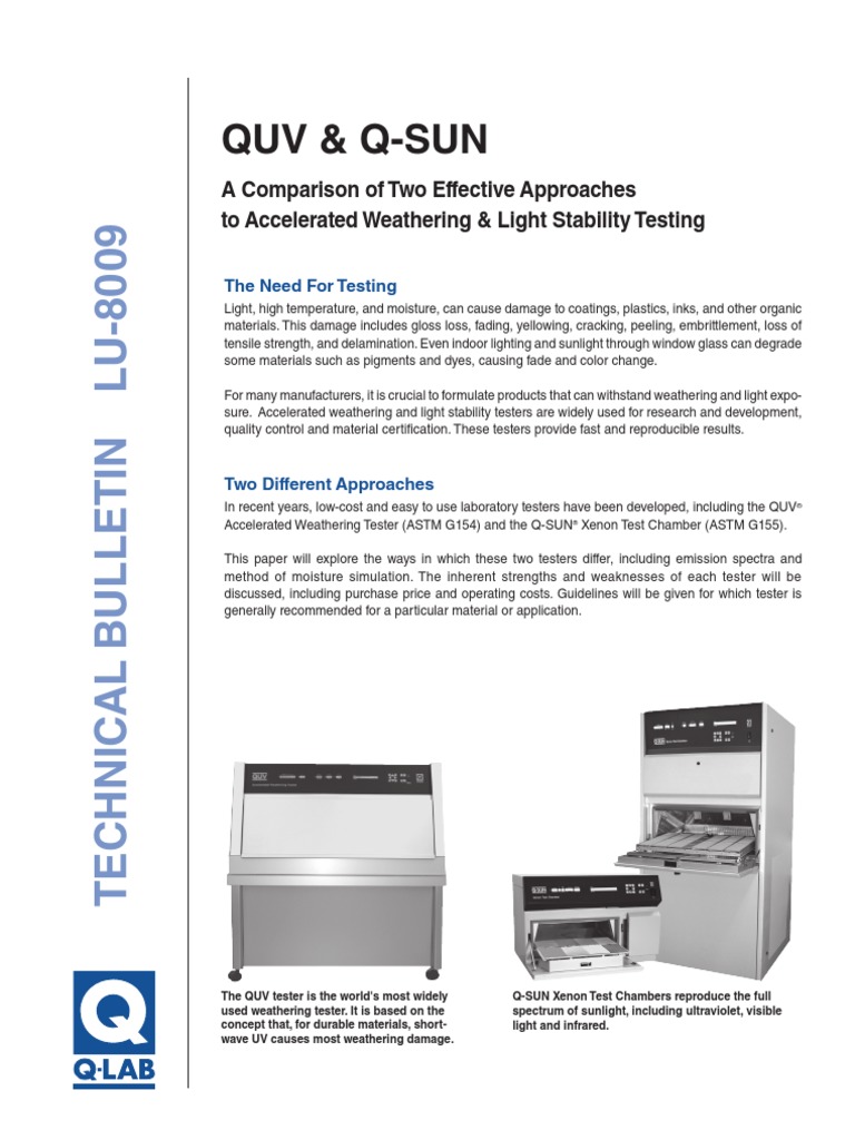 Qsun and Quv Comparison | PDF | Ultraviolet | Optical Filter