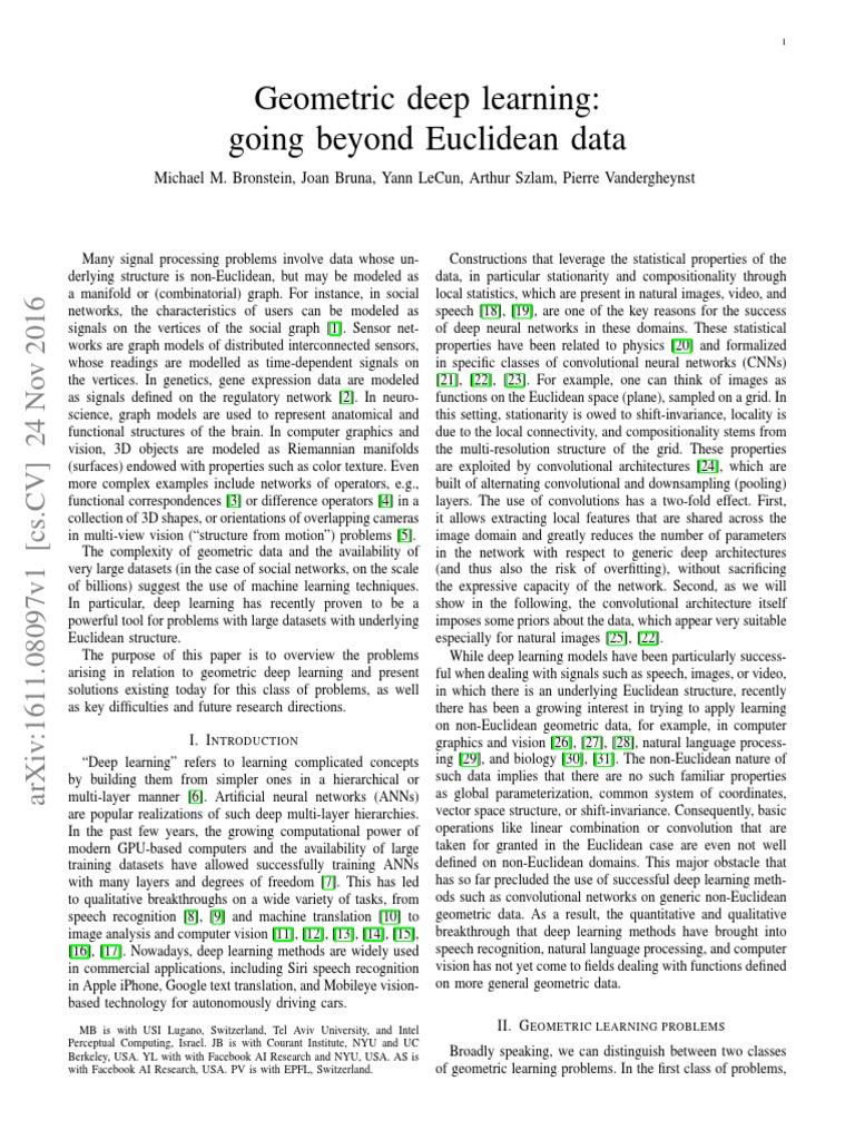 Bronstein2016geometric, Geometric Deep Learning - Going Beyond ...