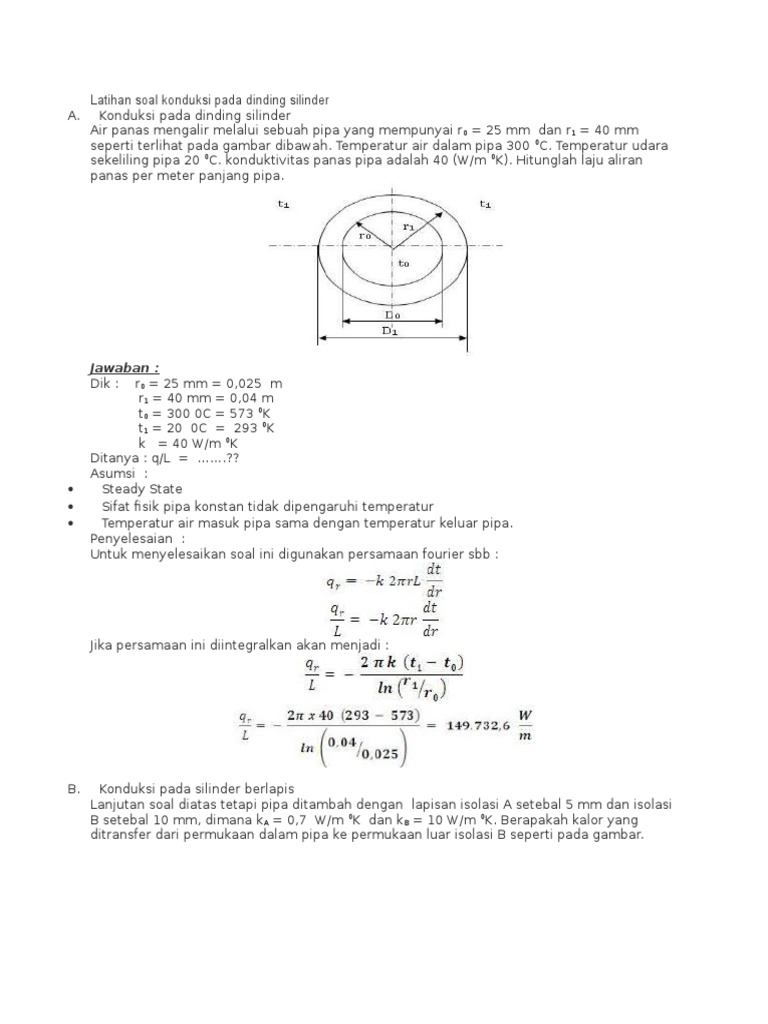 Latihan Soal Konduksi Pada Dinding Silinder | PDF
