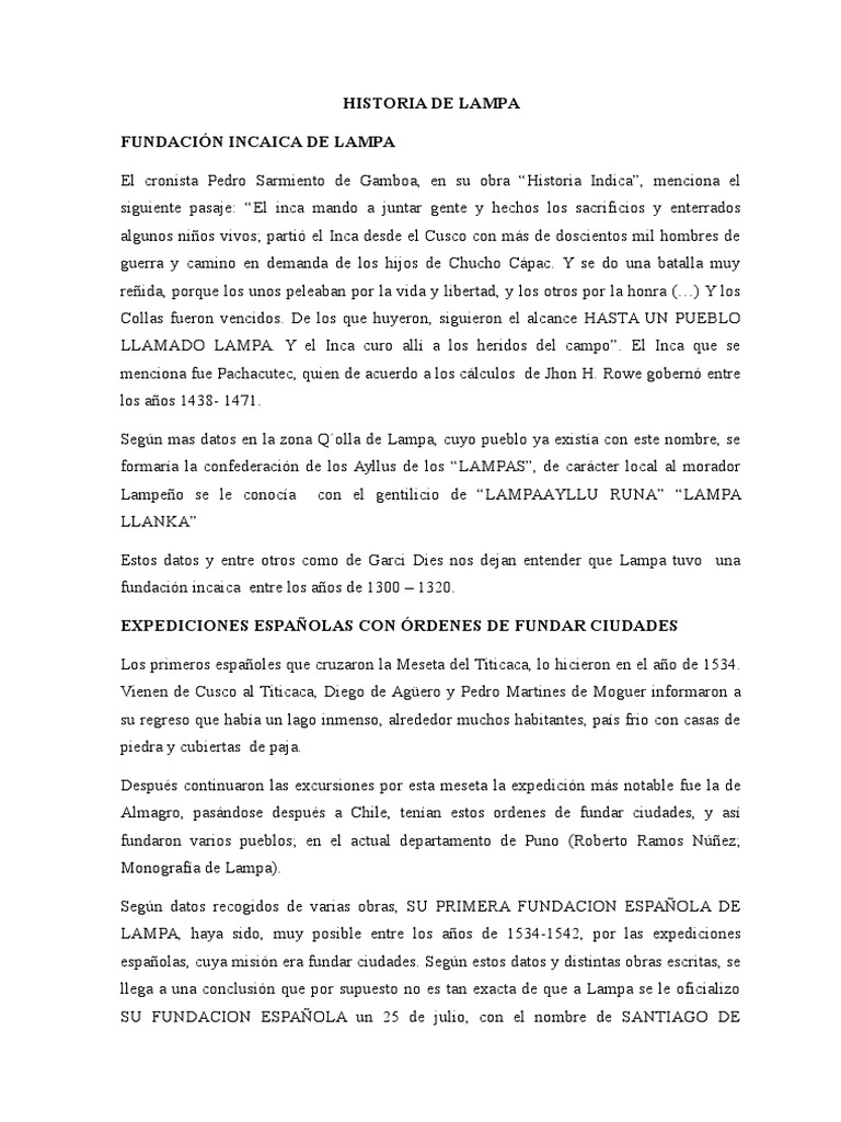 Historia de Lampa | PDF | Miguel Ángel | Imperio Inca