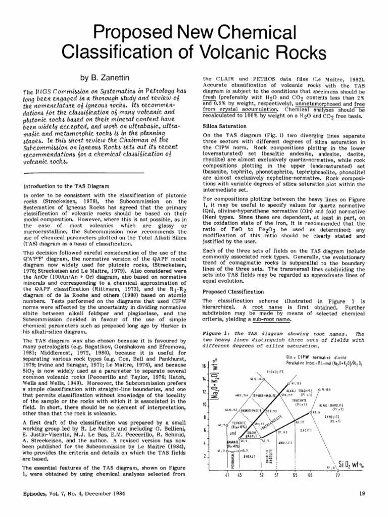 Zanettin - 1984 - A Chemical Classification of Volcanic Rocks Based On The Total Alkali-Silica ...